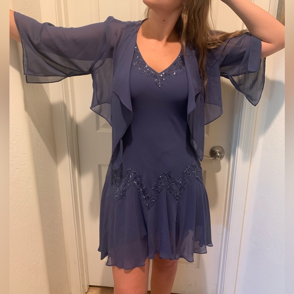 Alex Evenings | Dresses | Vintage Alex Evenings Beaded Dress With Sheer ...